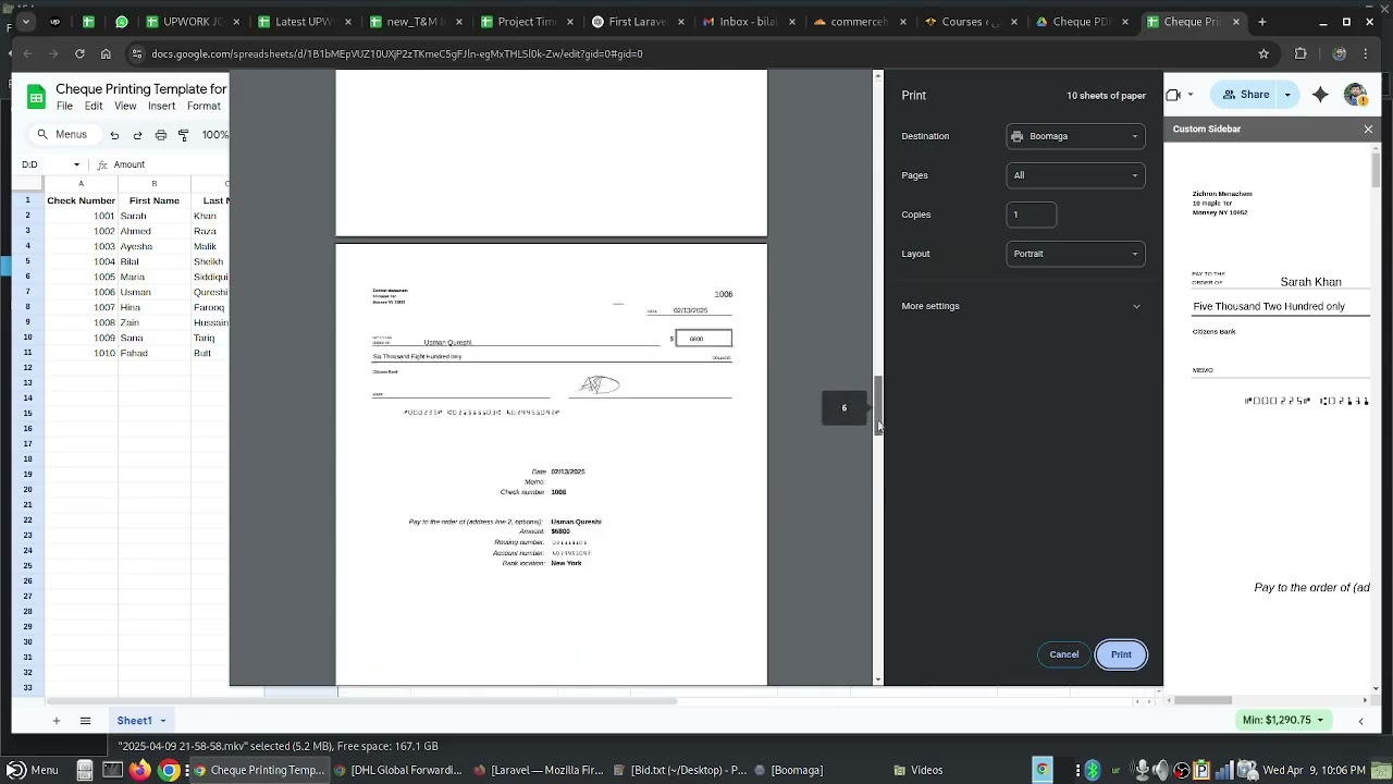 Google Sheets to Bank Cheques / Checks Printing / PDF Generation