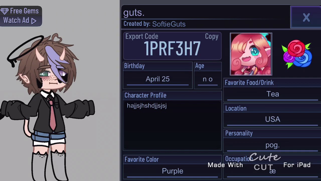 My oc’s code if you wanna use me in anything 🗿✌️