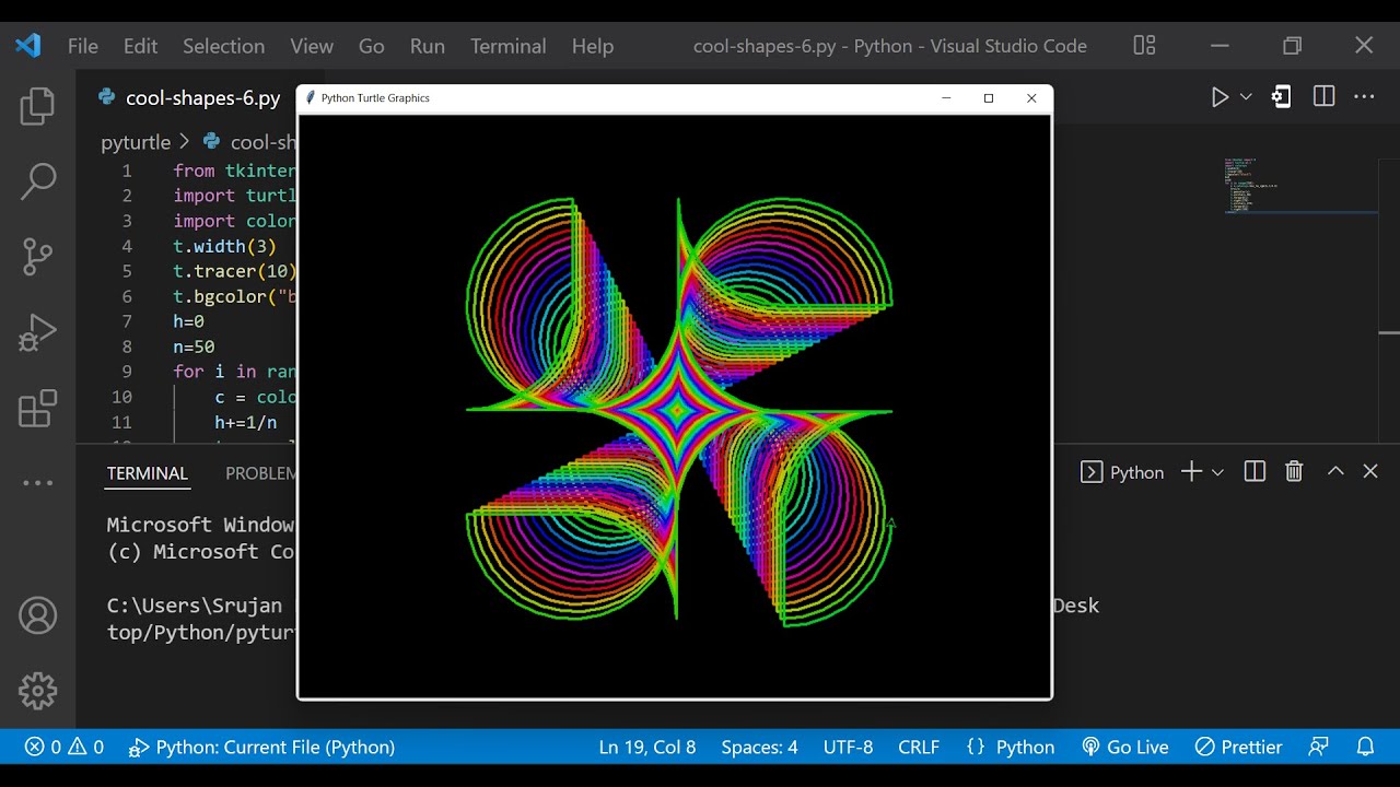 Python Turtle Graphics - 15 | Cool Shape Drawing | Python Turtle Coding Video |