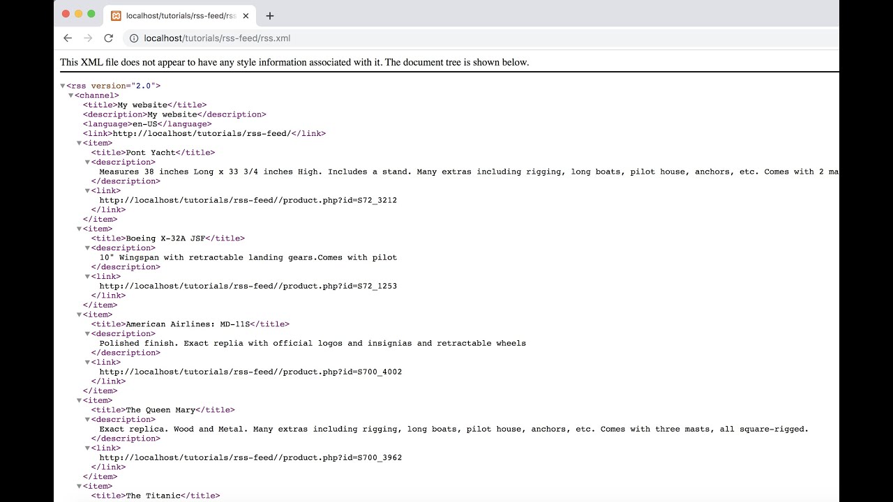 How to create and read RSS feed for your website - PHP