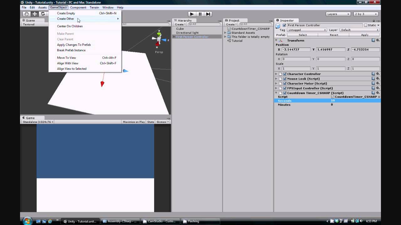 Unity Scripting Tutorial 7 - A Countdown Timer