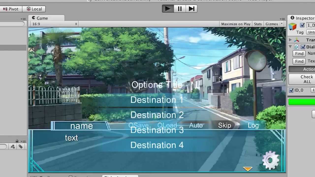 Unity Visual Novel Toolkit Tutorial Basic Text, Scene, editing in Unity