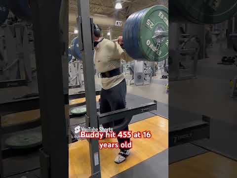 Friend hits 455 lbs squat *PR* #PR #powerlifting #youngathlete #weightlifting #athlete #viral