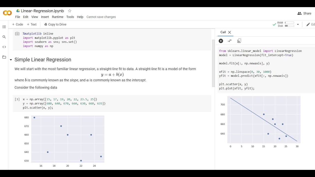 Simple Linear Regression in Google Colab using Python