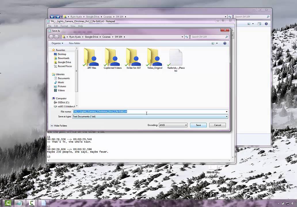 converting SRT file to PDF file