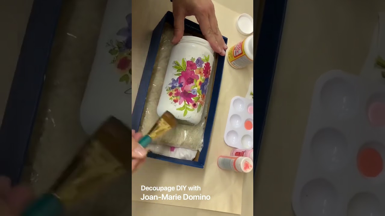 DECOUPAGE A GLASS JAR /  BEST TIPS & TRICKS ~ THAT WORK!    #shorts #youtubeshorts #shortsvideo
