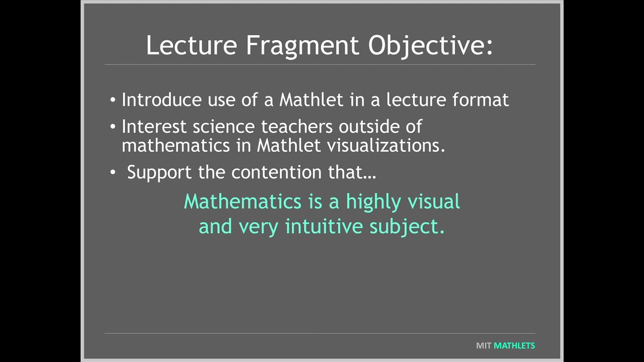MIT Mathlets in Lecture, Module 1, Segment 1.1