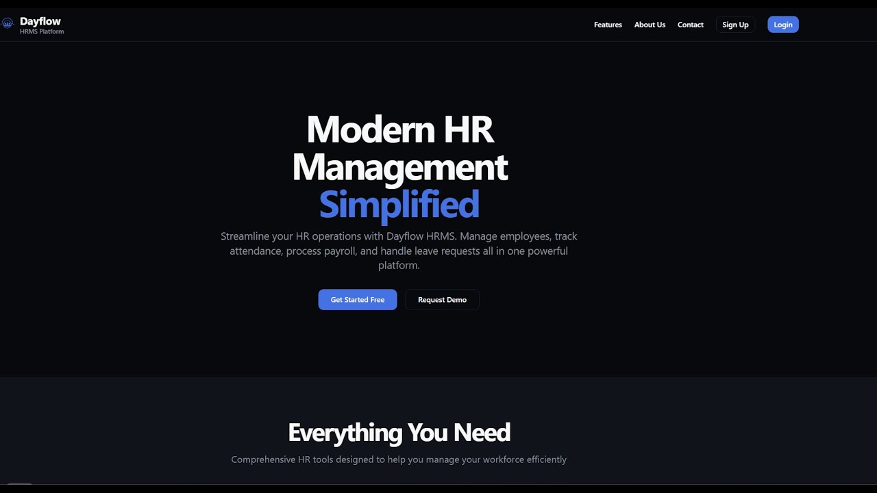 Dayflow HRMS – Human Resource Management System | Hackathon Project Demo (Odoo x GCET 2026)