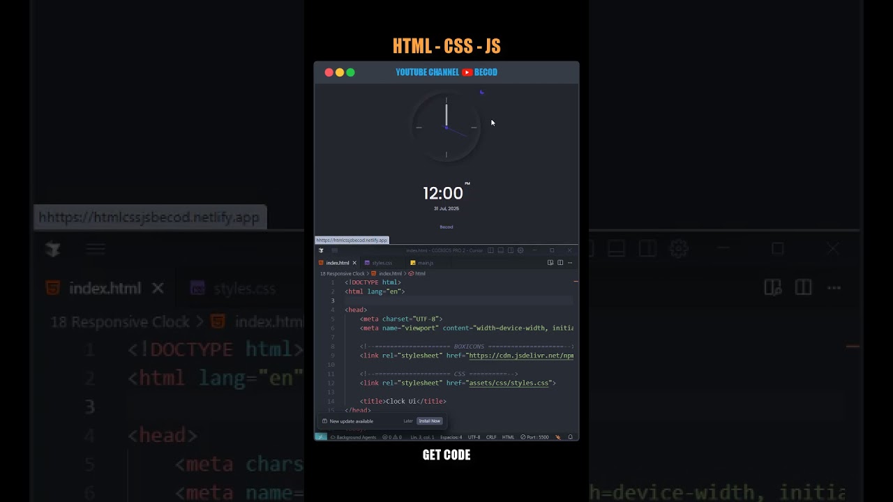 Responsive Clock #programación #htmlcss #javascript #clock #code