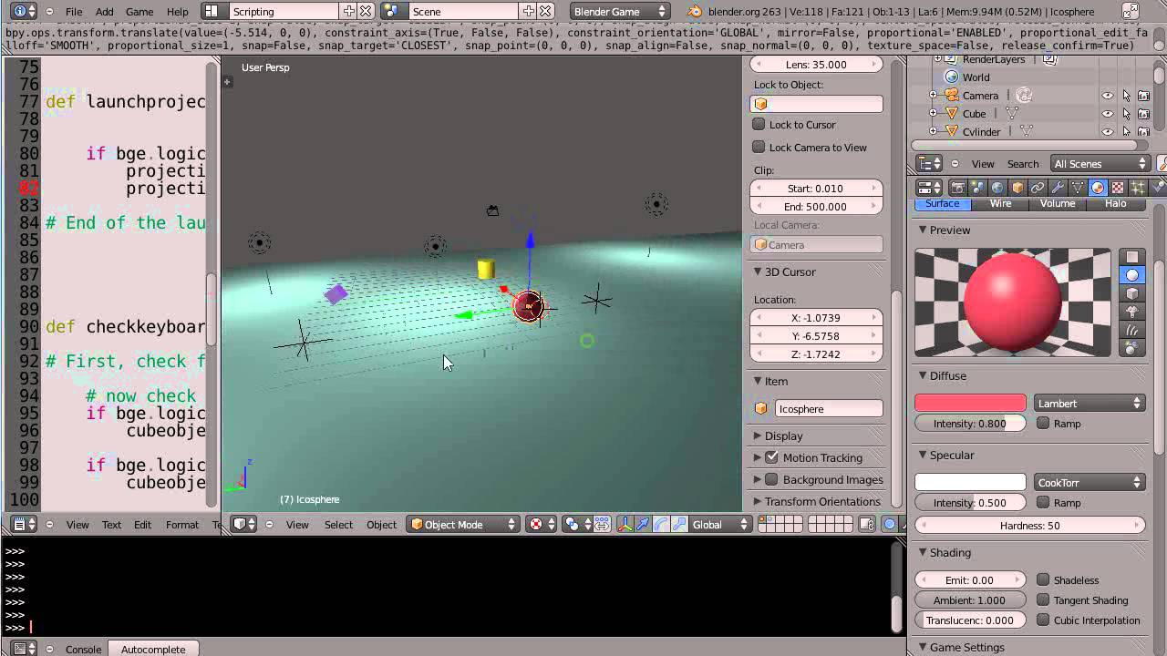 Blender Tutorial - Python Game Engine Programming - Part 12