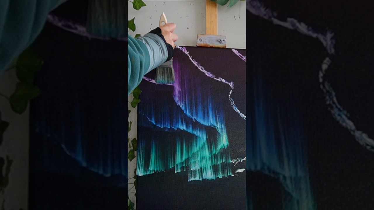 the simplest way to paint an Aurora 🌌✨️🖌 #northernlights #oilpainting #howtopaint #satisfying