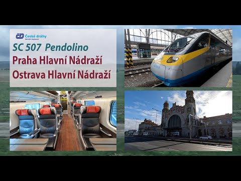 Trip from Prague to Ostrava on Pendolino train in the first class