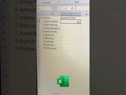 Block letter in excel
