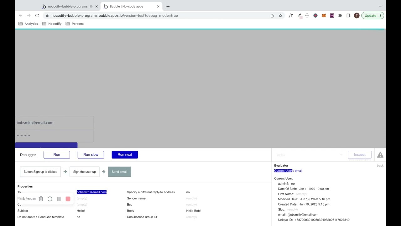 Debugging your Application with Bubble.io