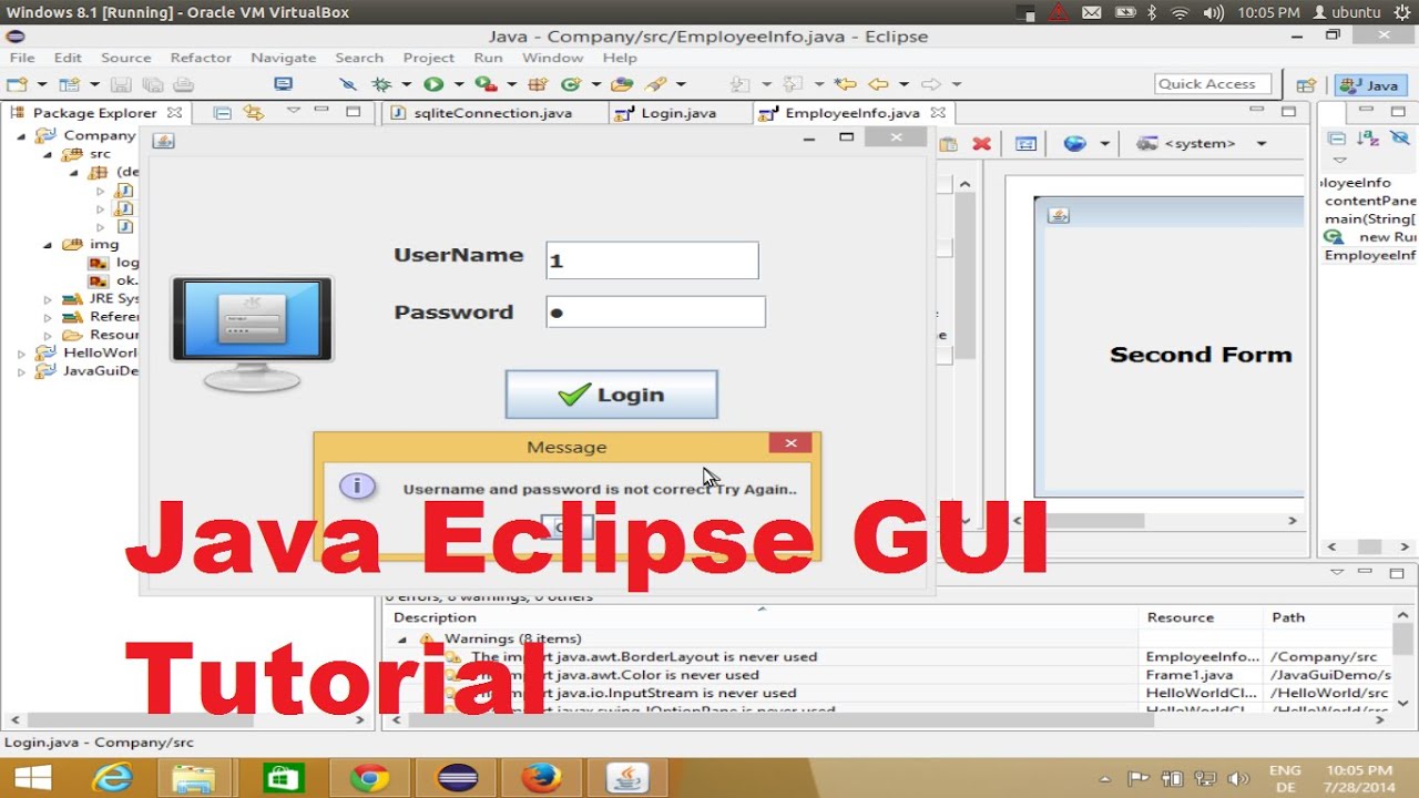Java Eclipse GUI Tutorial 8 # How To Open A Second jframe  using First jframe