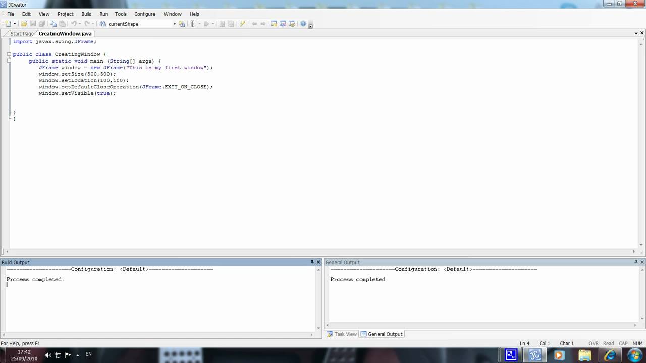 java tutorial - 1 creating a window Java.Swing.JFrame
