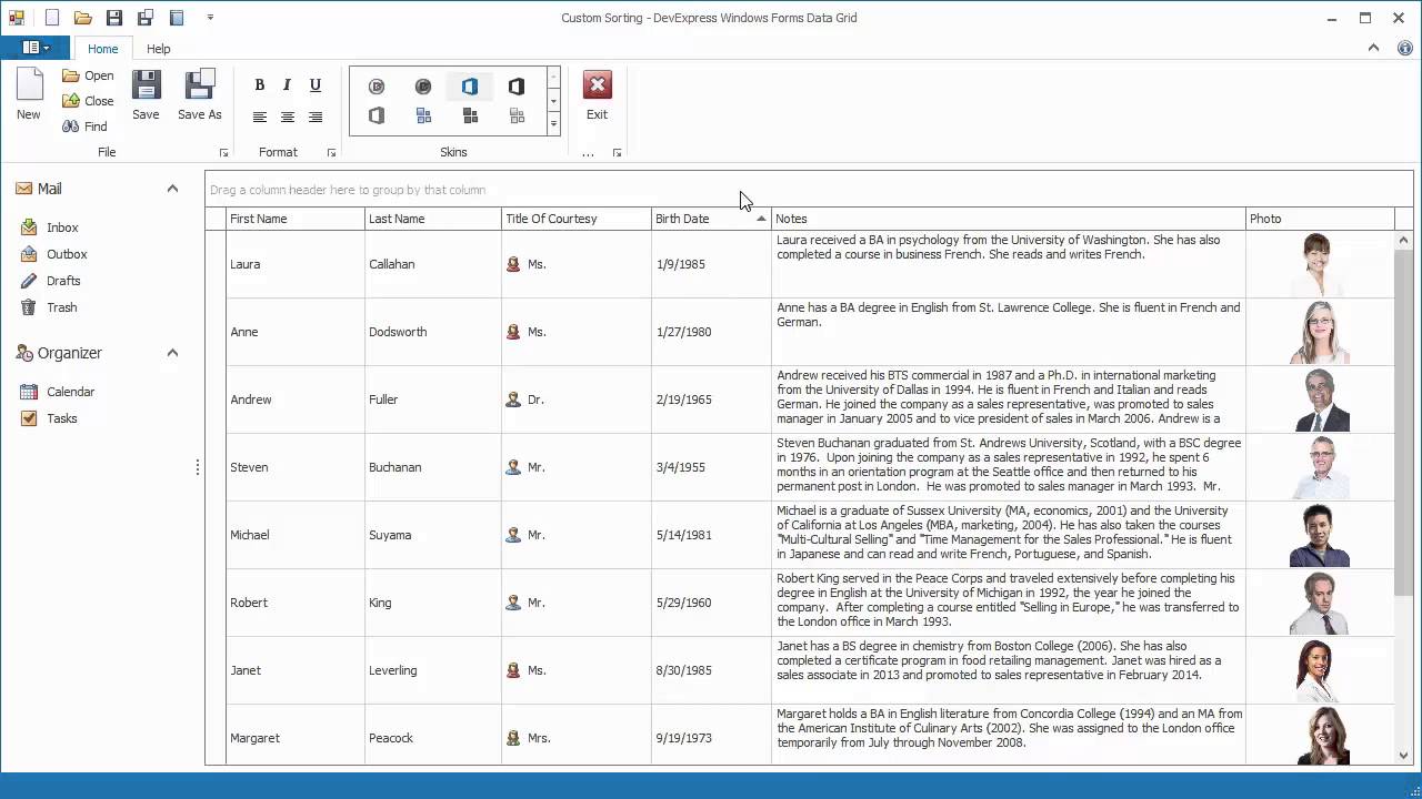 DevExpress WinForms Grid: Custom Sorting & Non-Sortable Columns