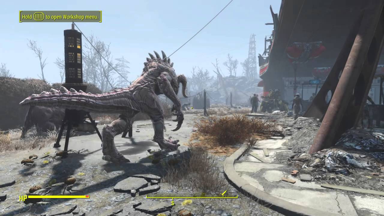 Fallout 4 Deathclaw protects settlement