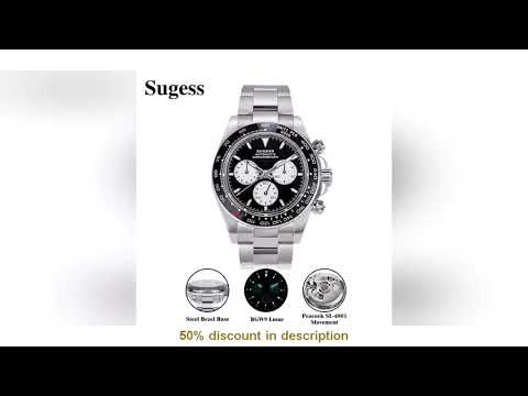 Latest Products You Must Know! Sugess Panda Diver Chronograph Mens Watch Automatic Peacock SL-4801