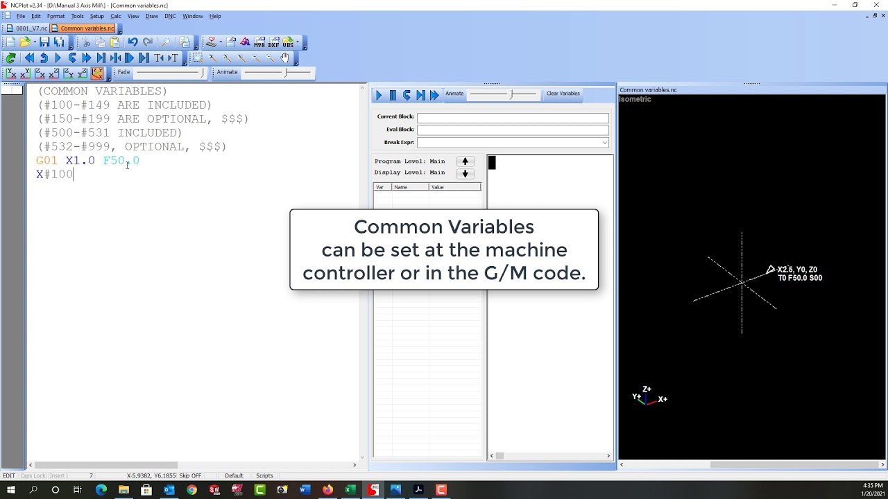 Common Variables in CNC Programming
