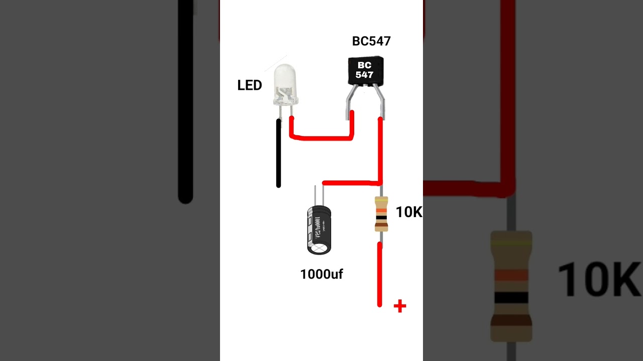 LED Flasher Circuit Using BC547# The simplest #One transistor BC 547 Blinking LED