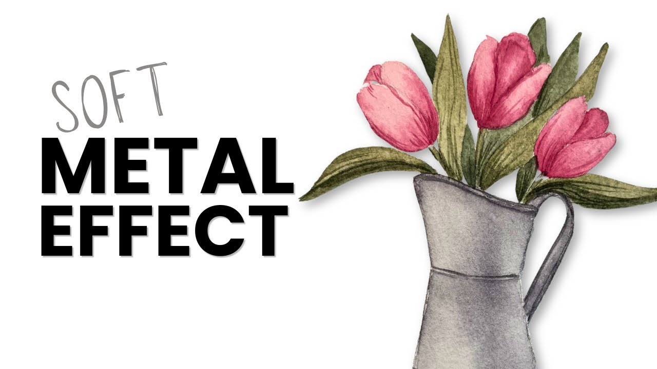 Metal Jug of Soft Pink Tulips | Layering Watercolor Technique
