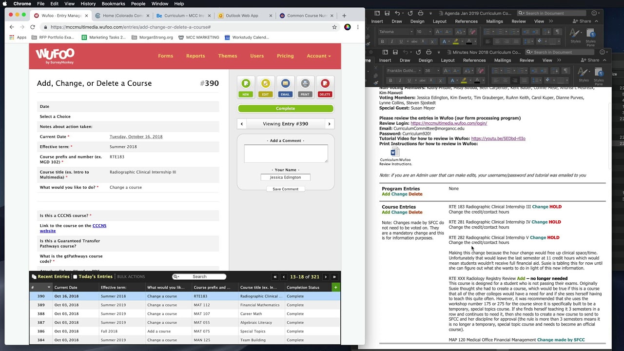 Curriculum Committee - Minutes and Notes after the meeting
