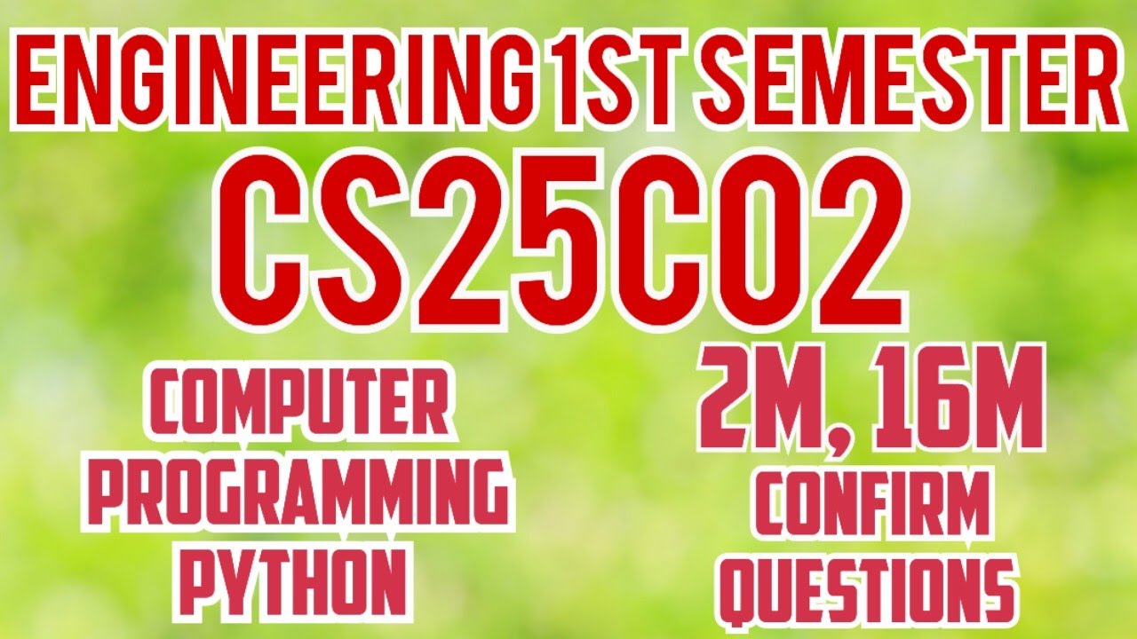 CS25C02|Important questions|Computer Programming python|Unit wise important questions|engineering 