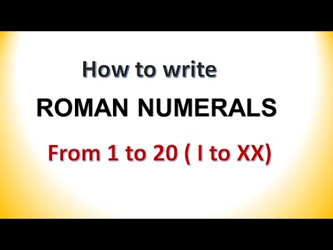 Roman numbers - Roman numerals 1 to 20