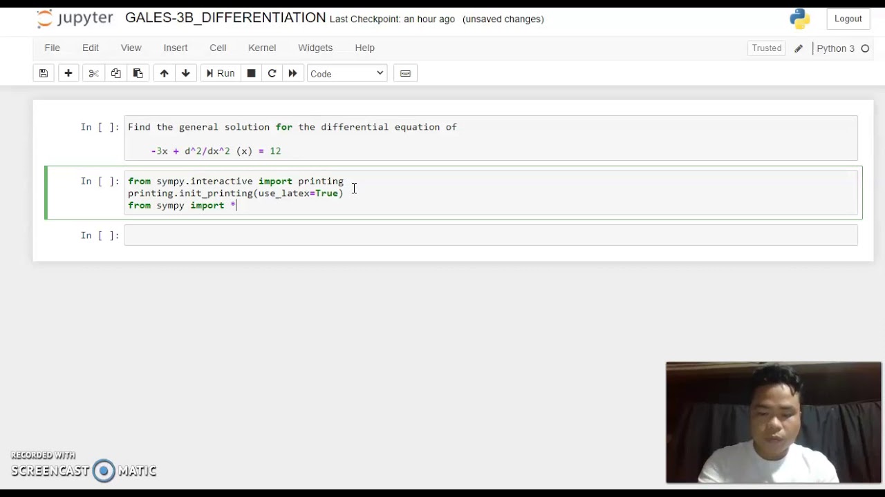 Engineering Problem in Differentiation using Python(Jupyter Notebook)