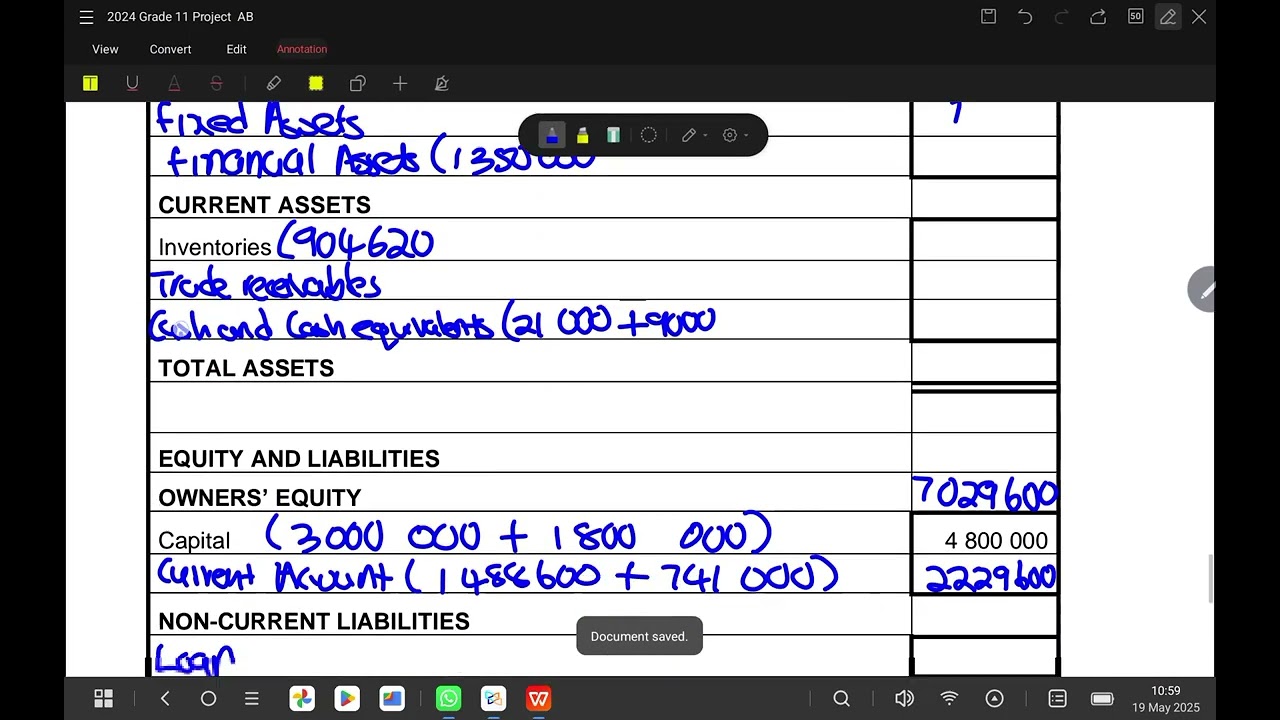 Statement of Financial Position Grade 11 2024 SBA 2024