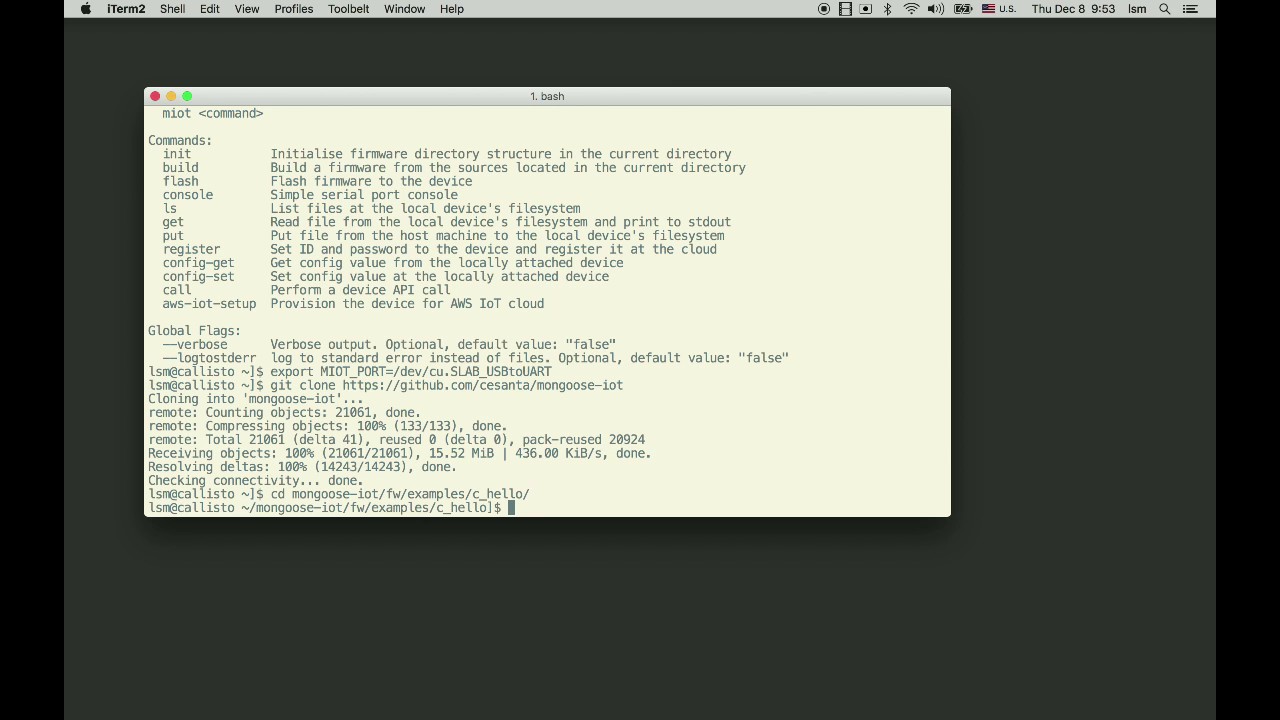 Mongoose OS firmware toolkit setup