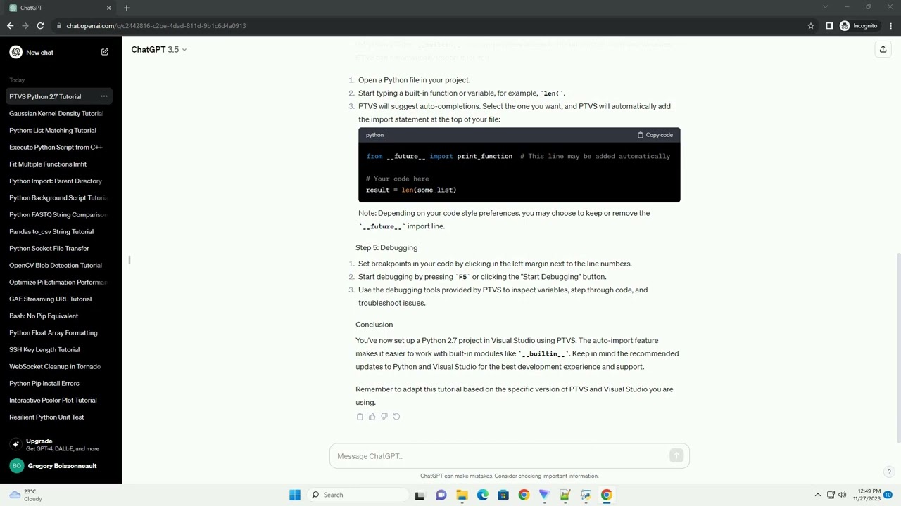 PTVS python 2 7 vs2010 does auto importing the builtin