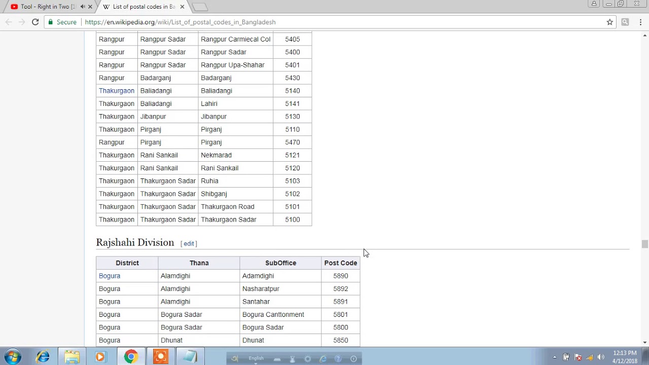 List of postal code in Bandladesh