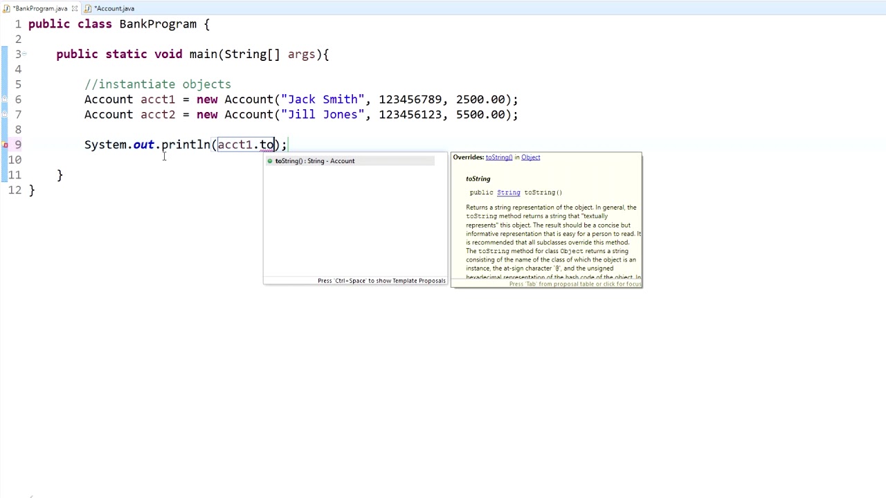 Java Programming Tutorial - 17 - Using the toString Method