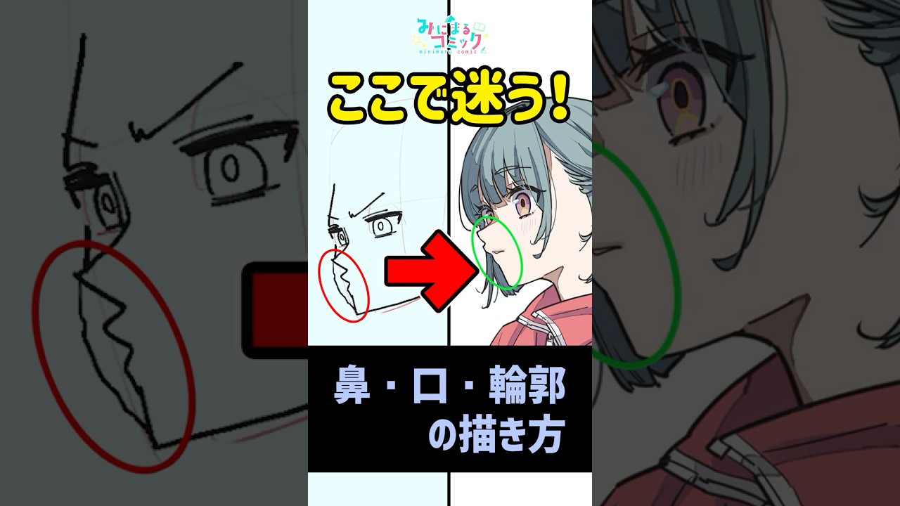 How to draw the outline of the face, nose and mouth without it falling apart #MinimaruComic #Illu...