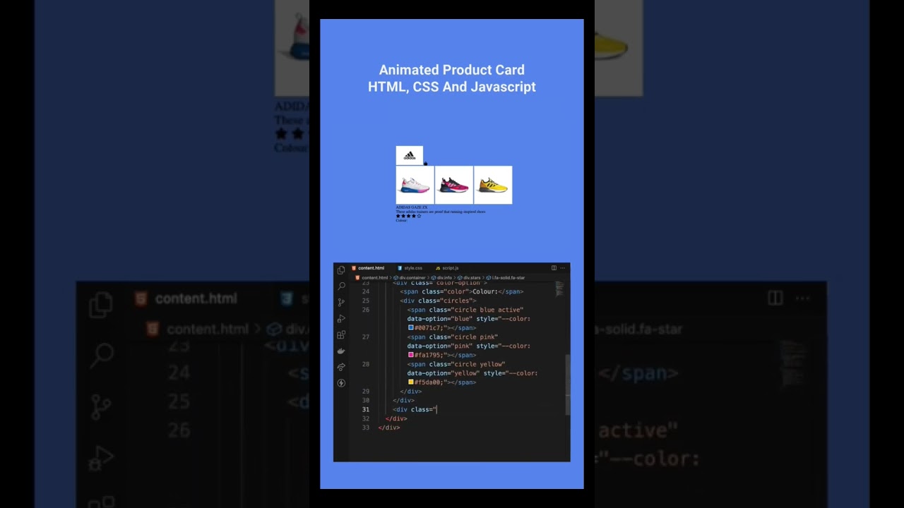 Animated Product Card #html #css #javascript