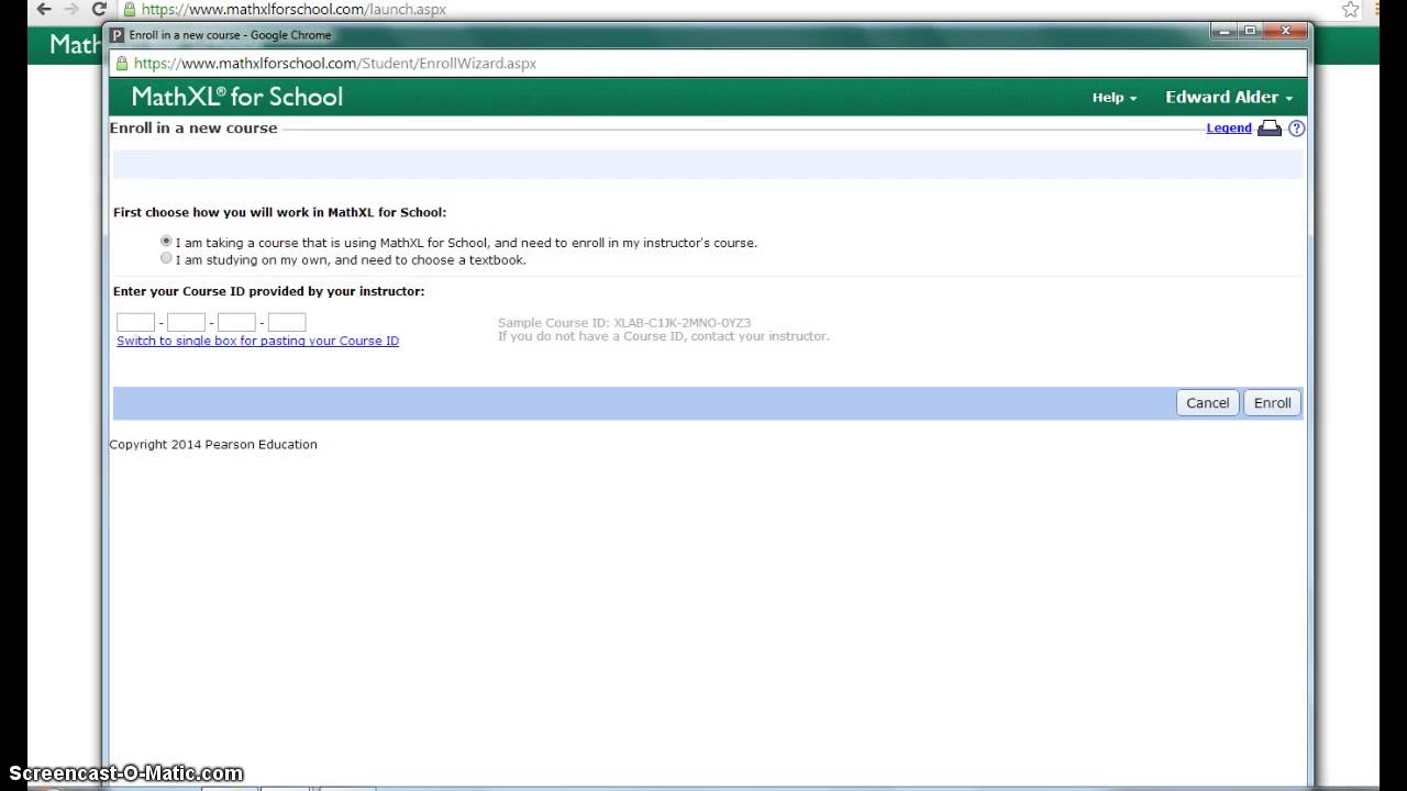 Enrolling In a New MathXL Course