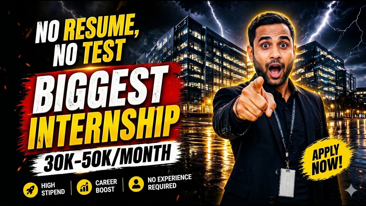 No Resume Selection, No Test | Biggest Internship | Salary 30,000 - 50,000/ Month