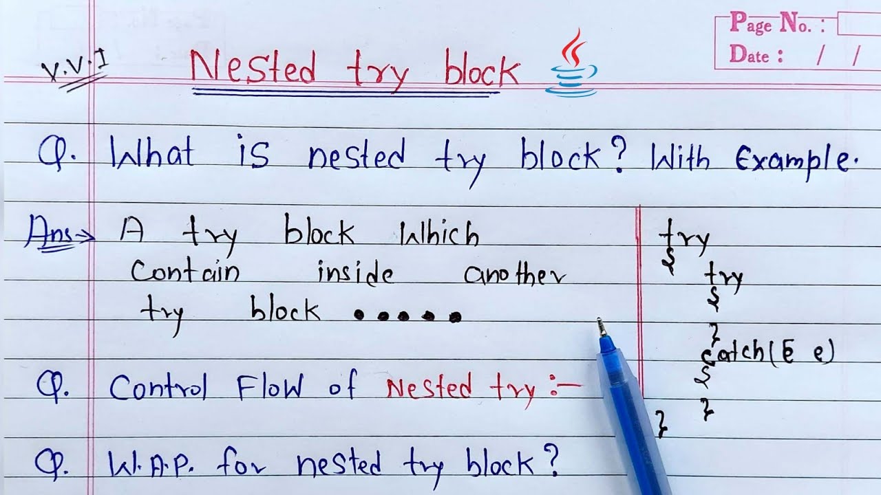 nested try block in java | Learn Coding