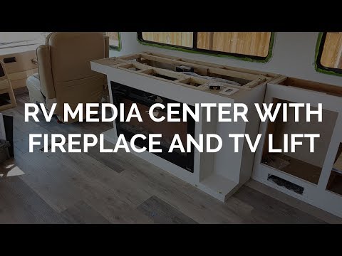 RV Media Center with Fireplace and TV Lift