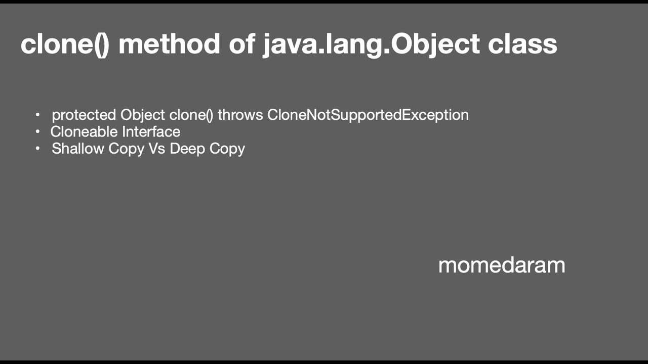 clone() method of java lang Object class