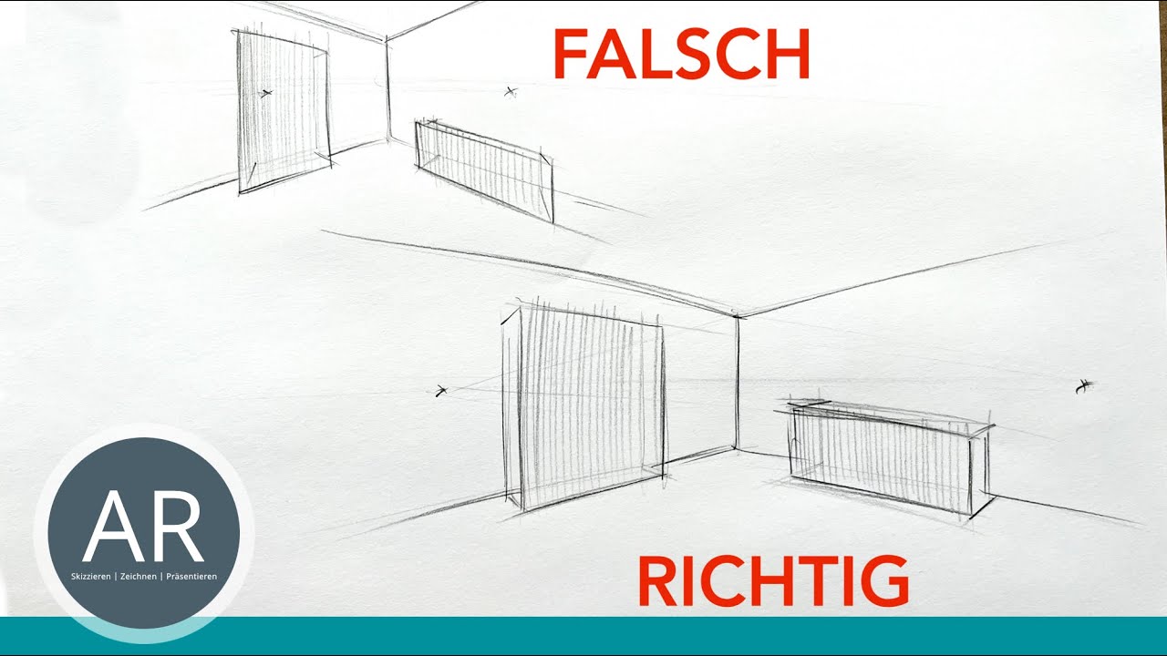 Diesen Fehler solltest du vermeiden! Tipps für Räume in Perspektive zeichnen. Zwei-Punkt-Perspektive