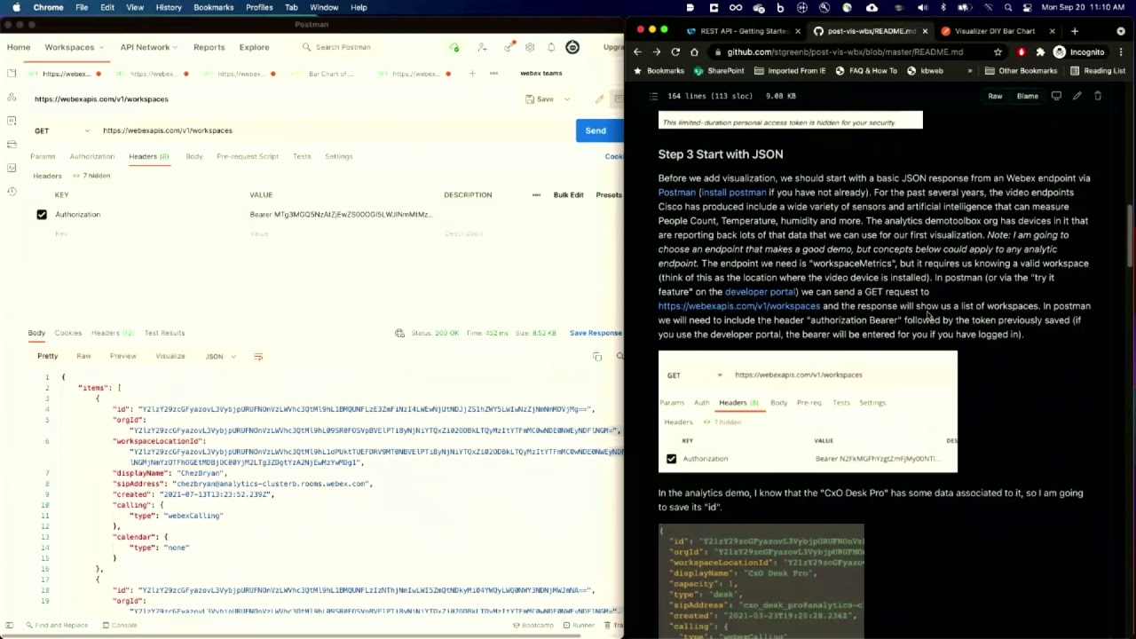 DevNet Create 2021 - Quickly visualize Webex analytics using Postman