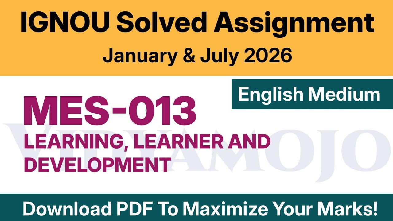 IGNOU MES 013 Solved Assignment 2026 English Medium PDF Download