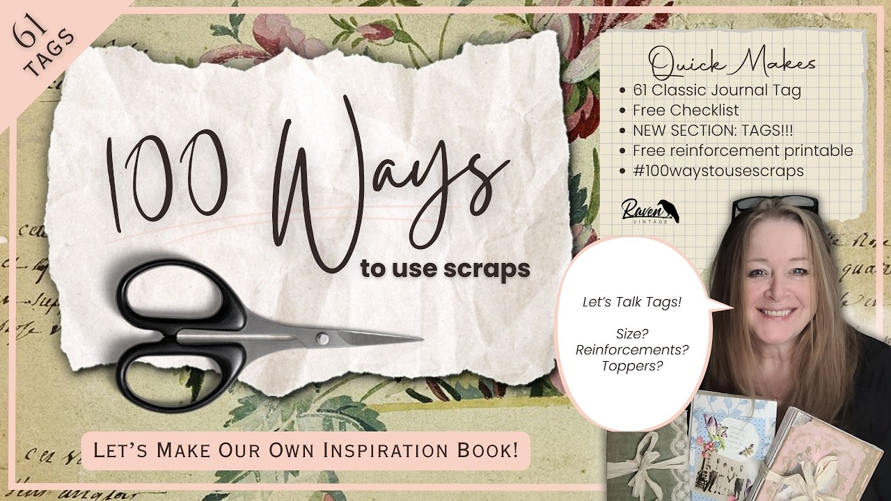 Classic Journal Tag | 100 Ways to Use Scraps - Project #61 - Free Vintage Reinforcements Printable