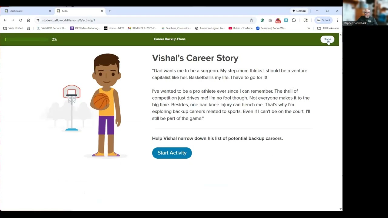 How to start built-in Xello lessons