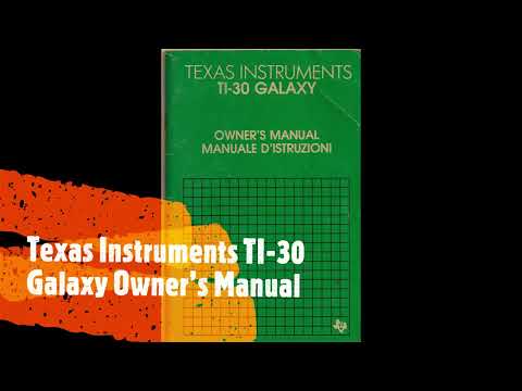 Texas Instruments TI-30 Galaxy Owner’s Manual