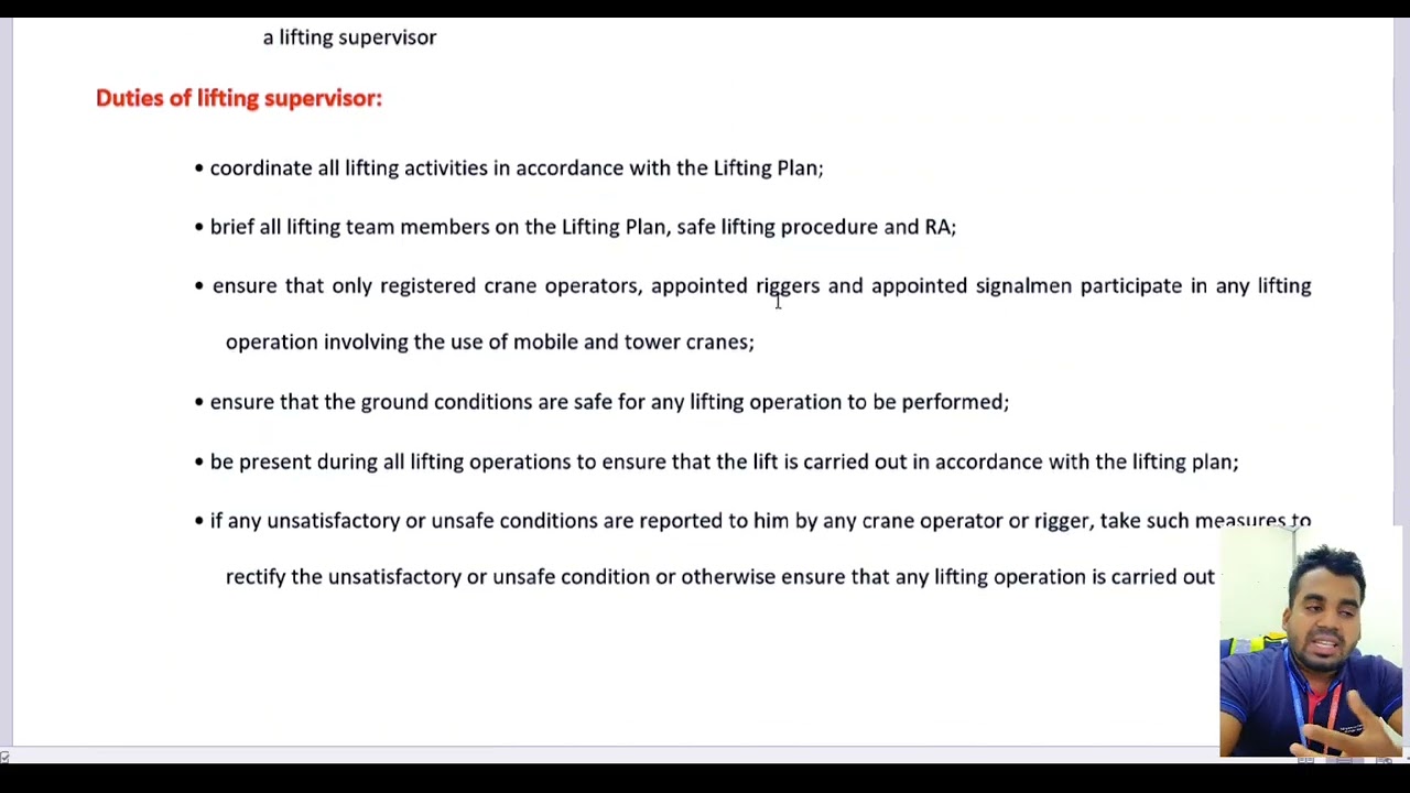 Lifting Supervisor Roles and Responsibilities (Part 1)