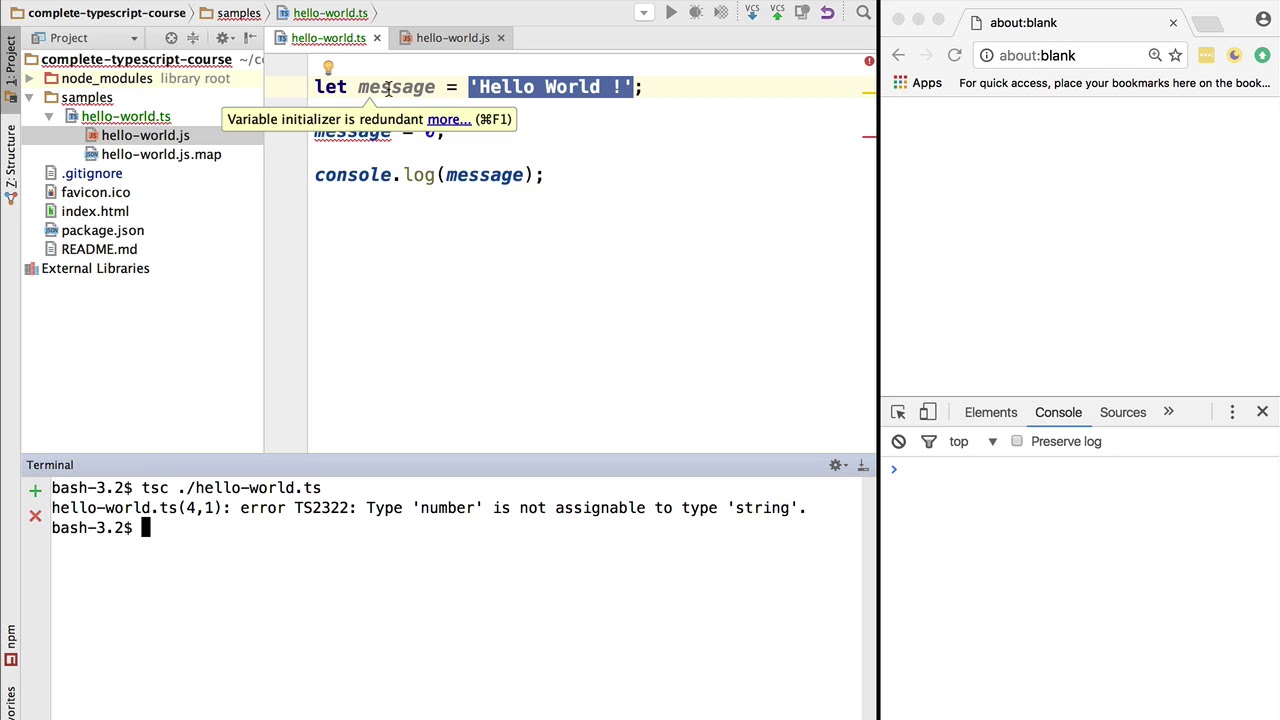 javascript | typescript Variable Declaration with type annotation
